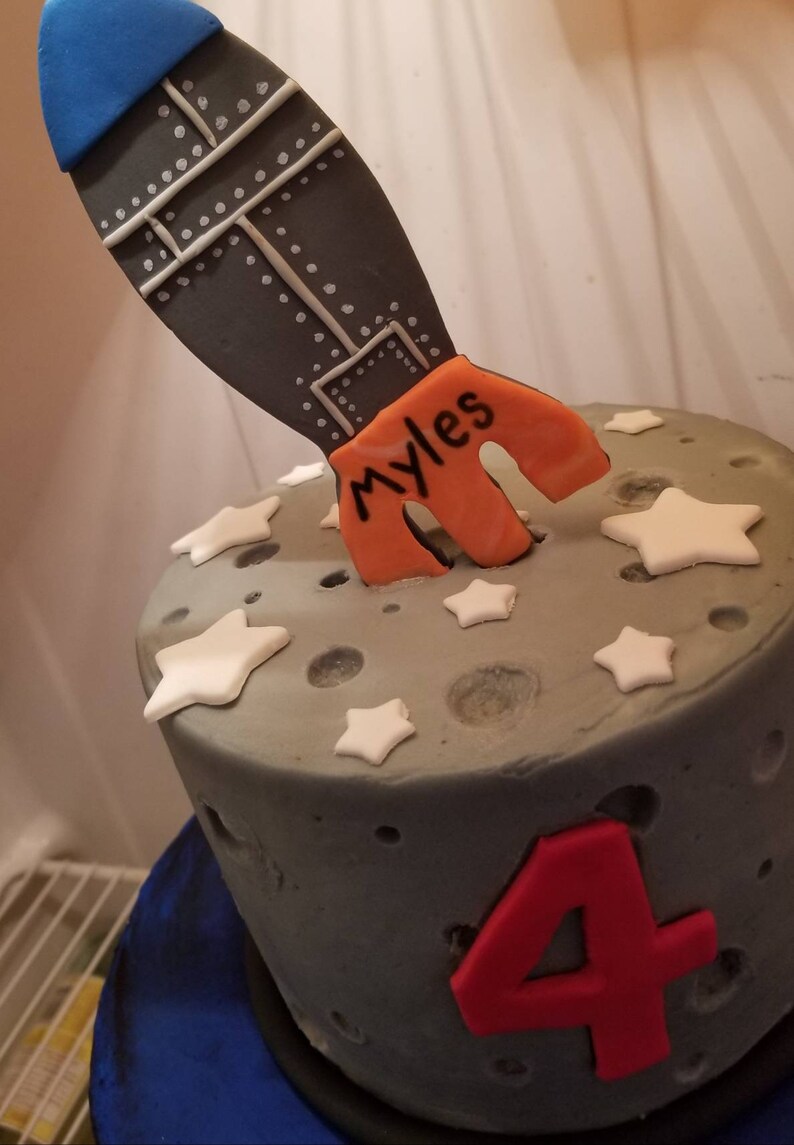 Handmade Fondant Outer Space Planets Spaceship Cake Topper Set | Etsy