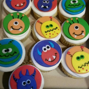 Handmade Edible Fondant Monster Cupcake Toppers - Etsy