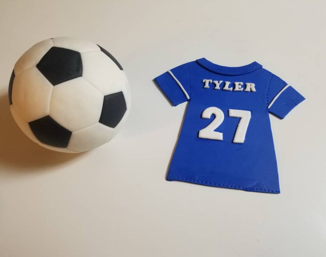 Handmade Fondant Soccer Ball and Jersey Cake Topper Set - Etsy
