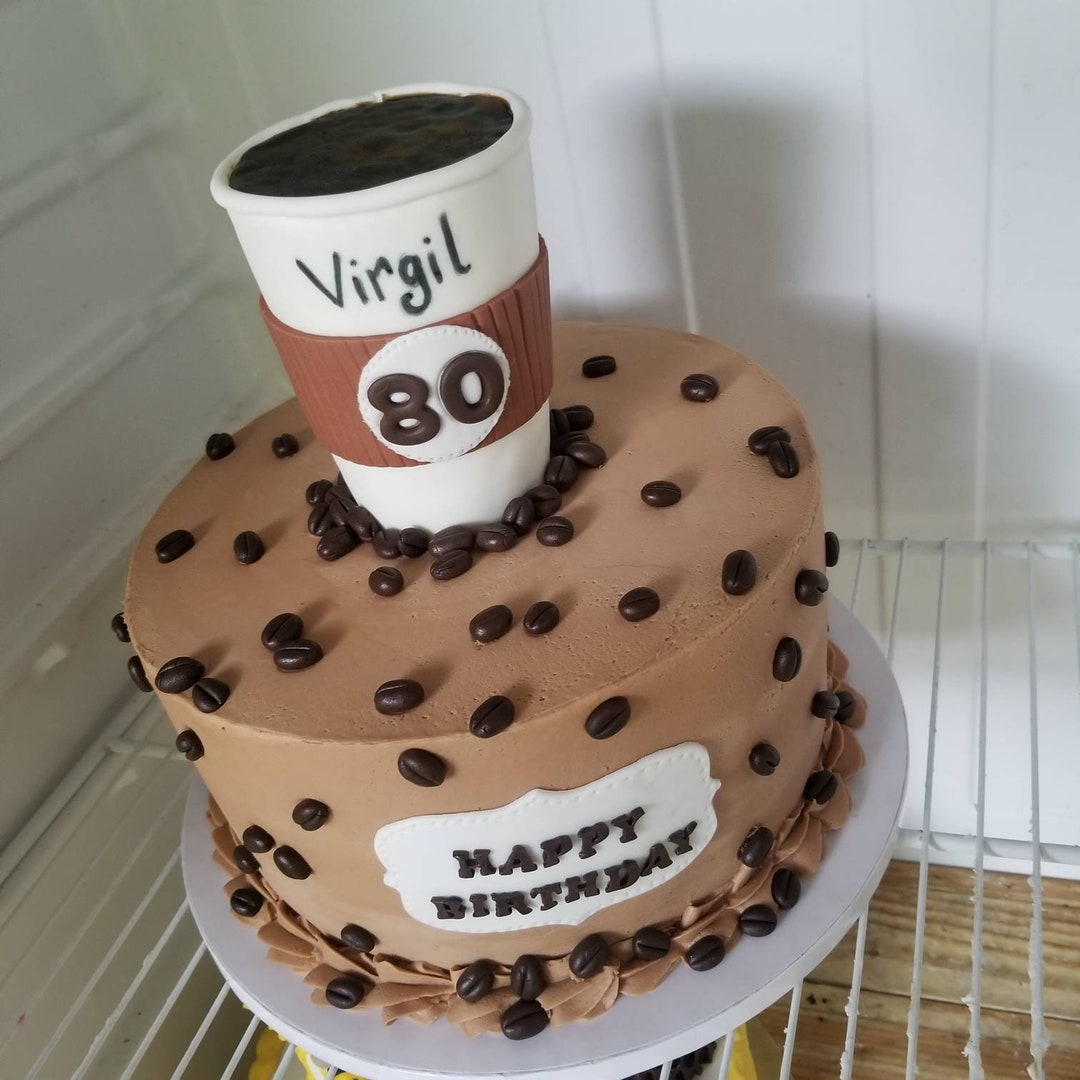 Handmade Fondant Coffee Theme Cake Topper Set - Etsy