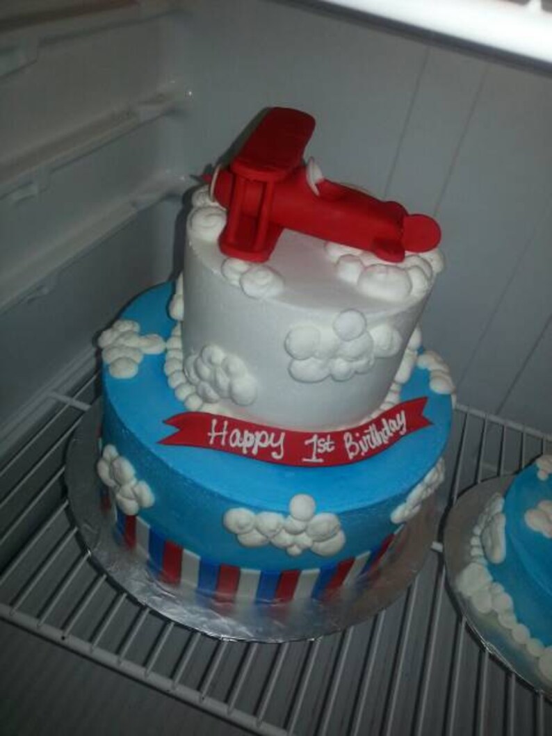 Handmade Edible Fondant Airplane Cake Topper Set - Etsy