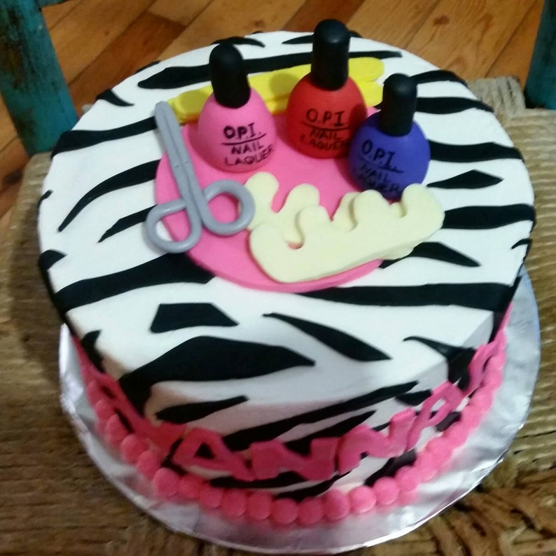 Make up Nail Polish Fondant Spa Cake Topper Set - Etsy