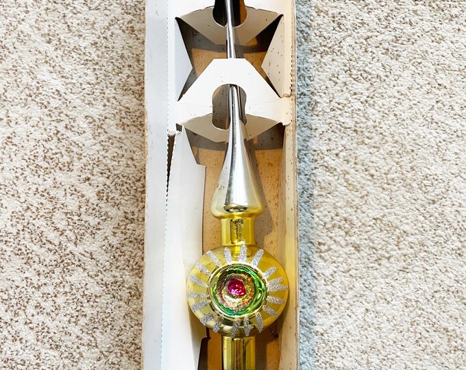 Vintage 11" Lanissa Topper Mercury Glass Indent Christmas Tree Gold ...