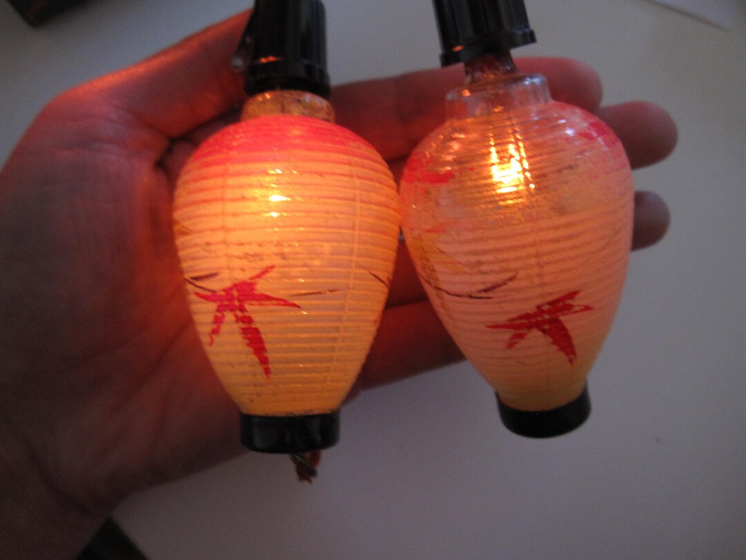 Vintage Pair Bulbs Christmas String Light Lanterns Japanese Chinese ...