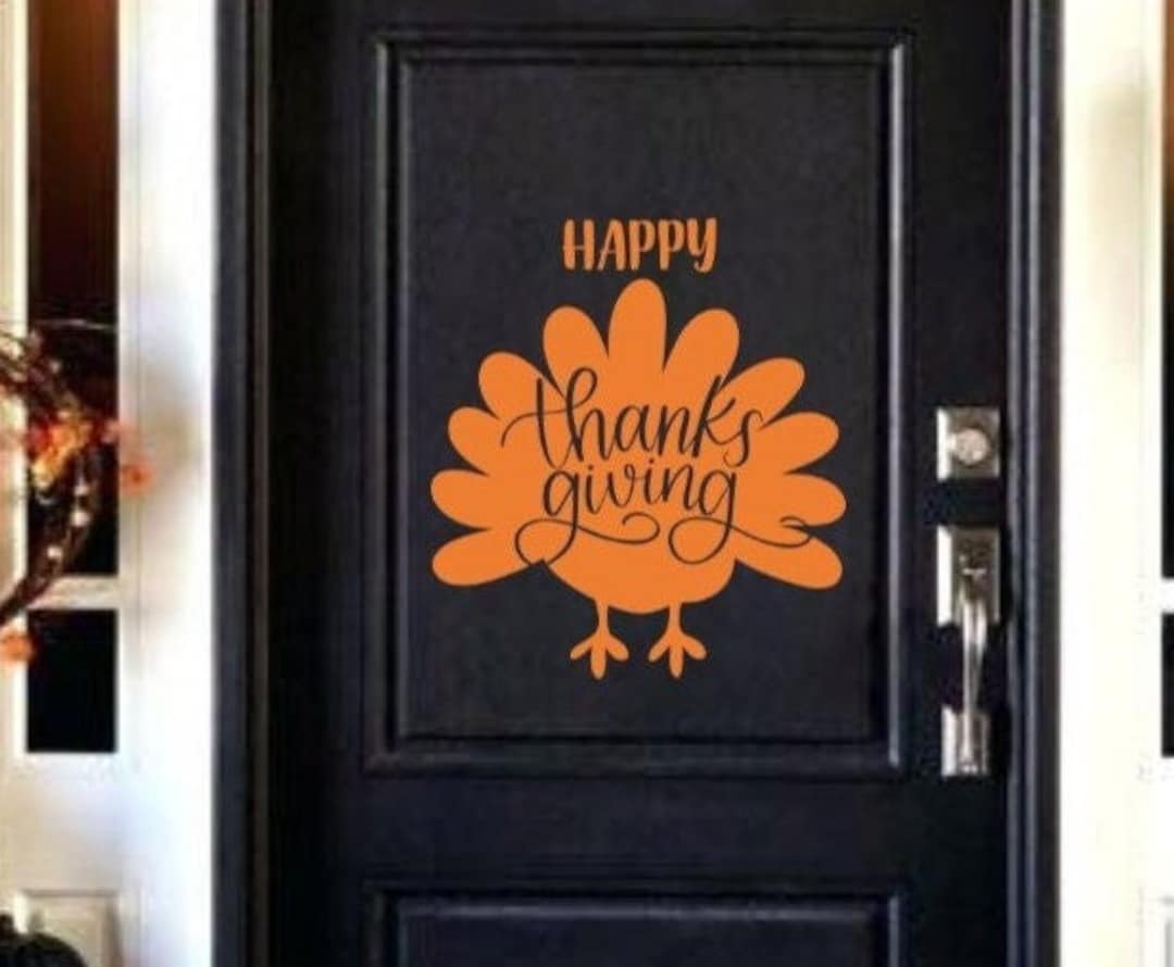Happy Thanksgiving - Turkey Decal - Thanksgiving Decor - Front Door ...
