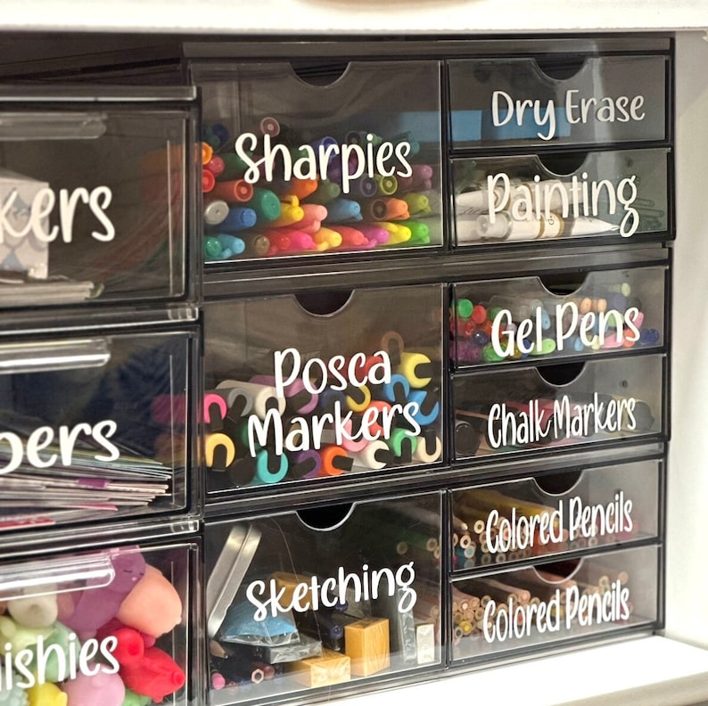 Set of 5 Labels Custom Vinyl Decal Bin Organizer Labels I Home - Etsy