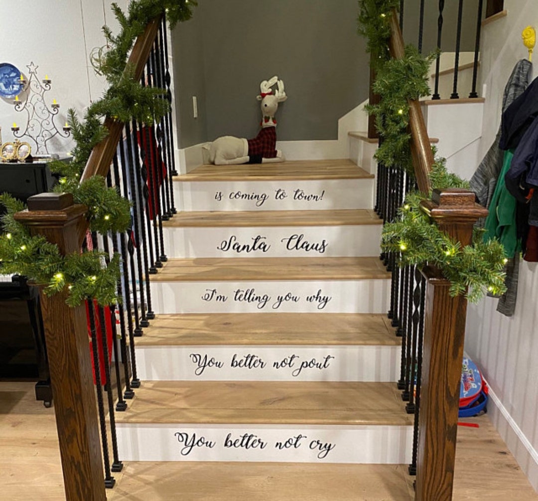 Santa Claus is Coming to Town Christmas Stairs Vinyl Decals - Staircase ...