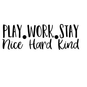 Play Nice Work Hard Stay Kind Vinyl Wall Decal - Classroom Decor ...
