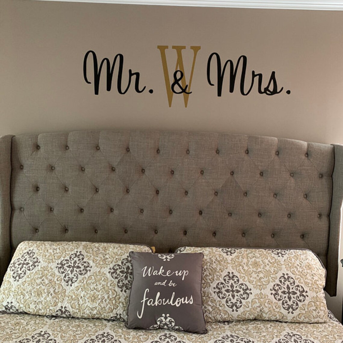 Mr. & Mrs. Vinyl Wall Decal Stick With Initial bedroom Decal - Etsy