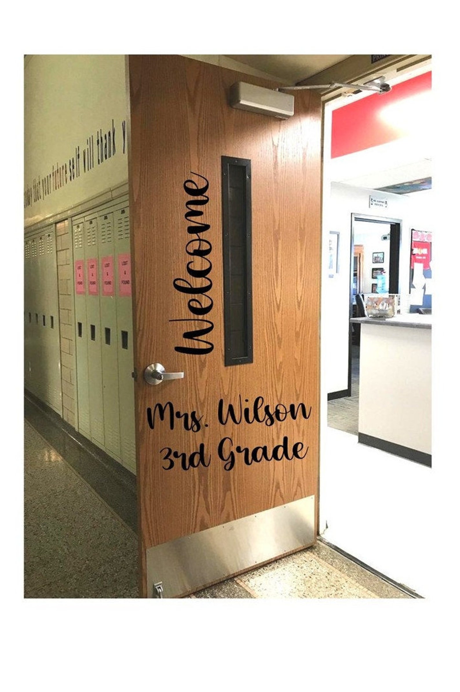 Welcome Teacher Name and Grade Decal Set Classroom Door Wall - Etsy