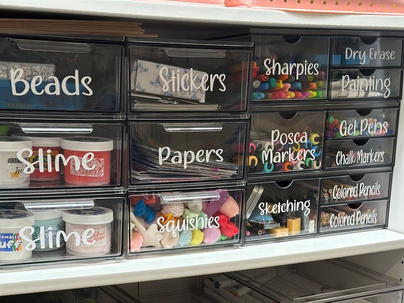 Set of 5 Labels Custom Vinyl Decal Bin Organizer Labels I Home | Office ...