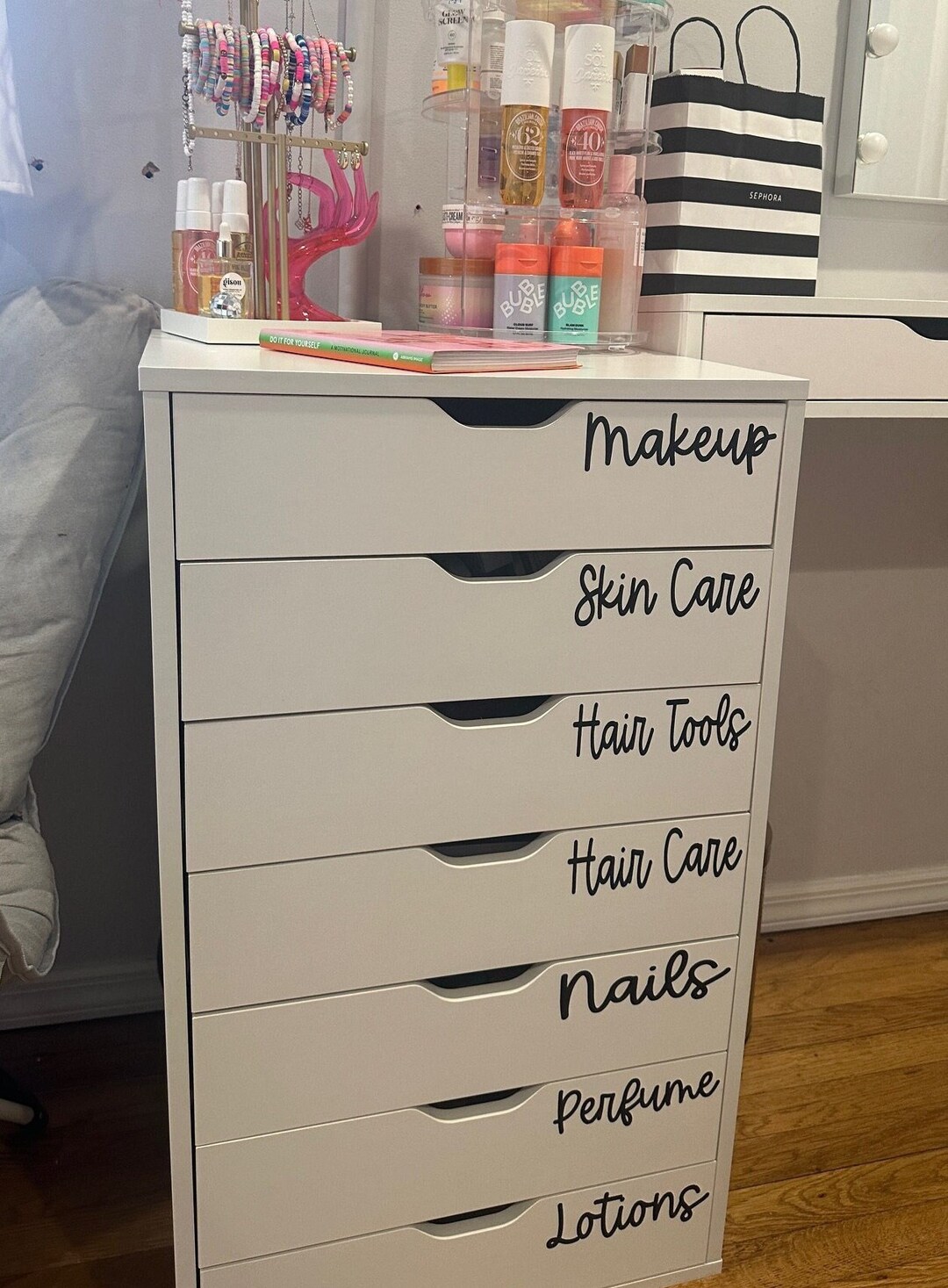 Set of 5 Labels Custom Vinyl Decal Bin Organizer Labels I Home Office ...
