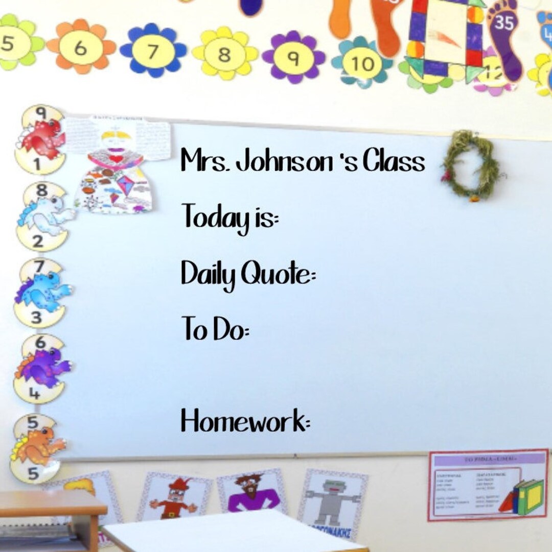 Teacher Name Set of 5 Classroom Decals - Chalkboard - Whiteboard ...