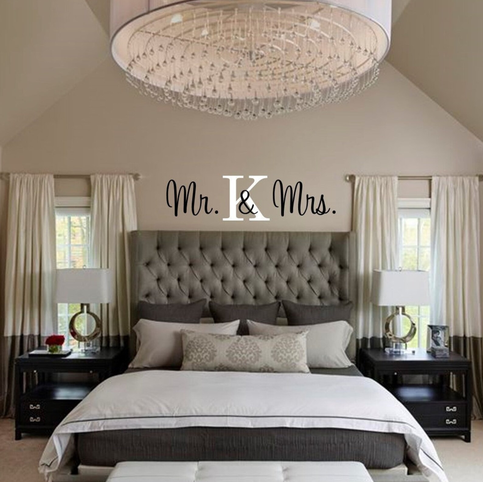 Mr. & Mrs. Vinyl Wall Decal Stick With Initial bedroom Decal - Etsy