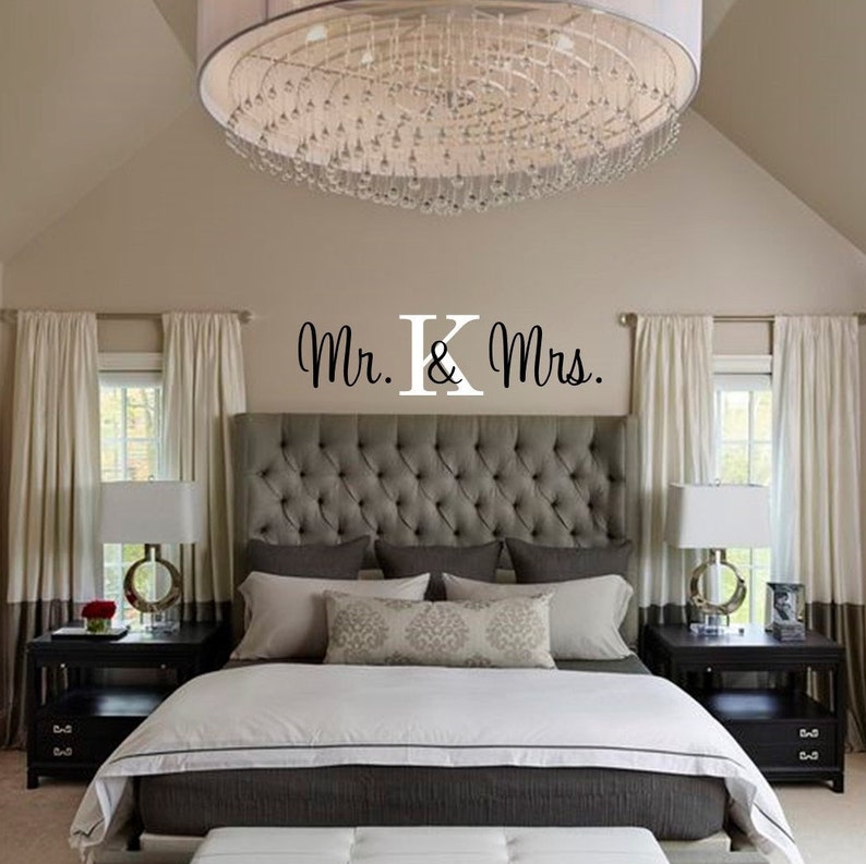 Mr. & Mrs. Vinyl Wall Decal Stick With Initial bedroom Decal - Etsy