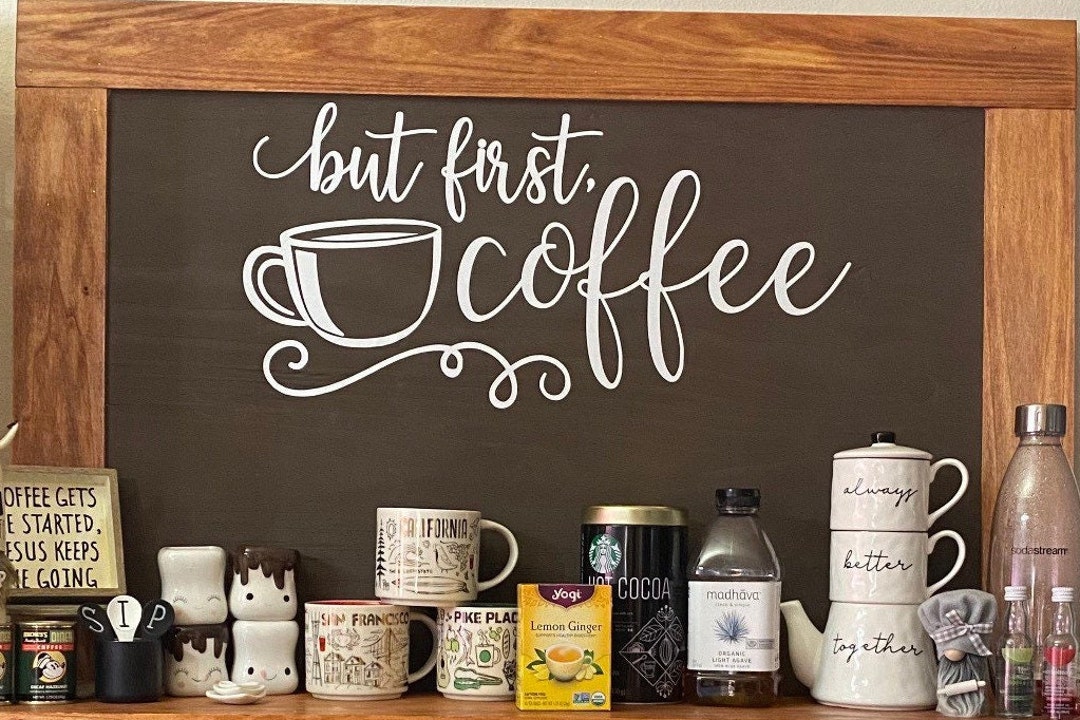 But First Coffee Wall Vinyl Decal - Living Room Vinyl Wall Decal - Home ...
