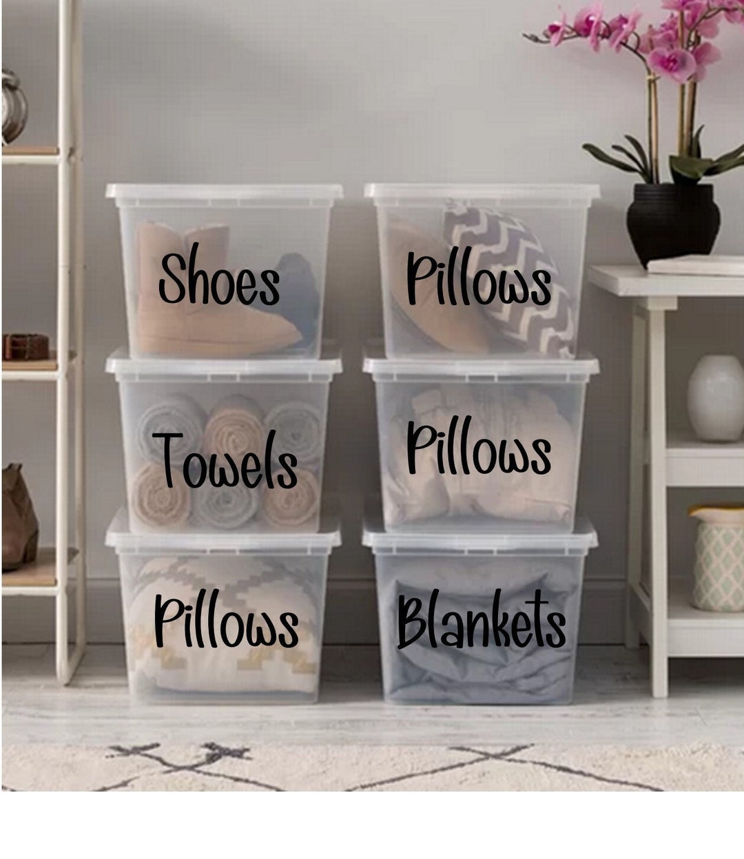 Set of 5 Labels Custom Vinyl Decal Bin Organizer Labels I Home Office ...