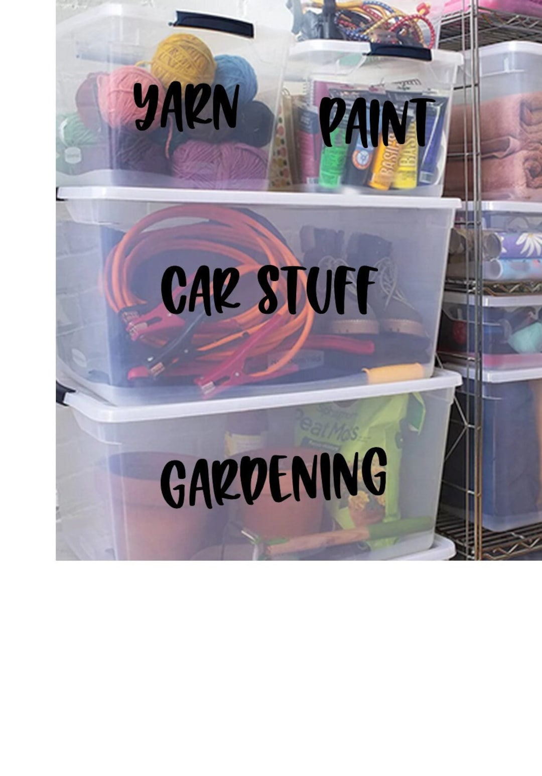 Set of 5 Labels Custom Vinyl Decal Bin Organizer Labels I Home | Office ...