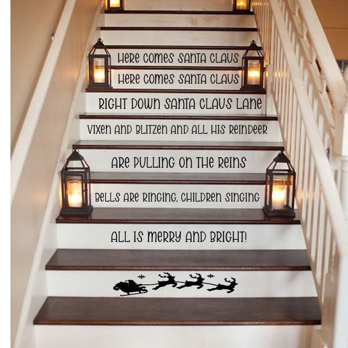 Here Comes Santa Claus - Christmas Stairs Vinyl Decals - Staircase ...