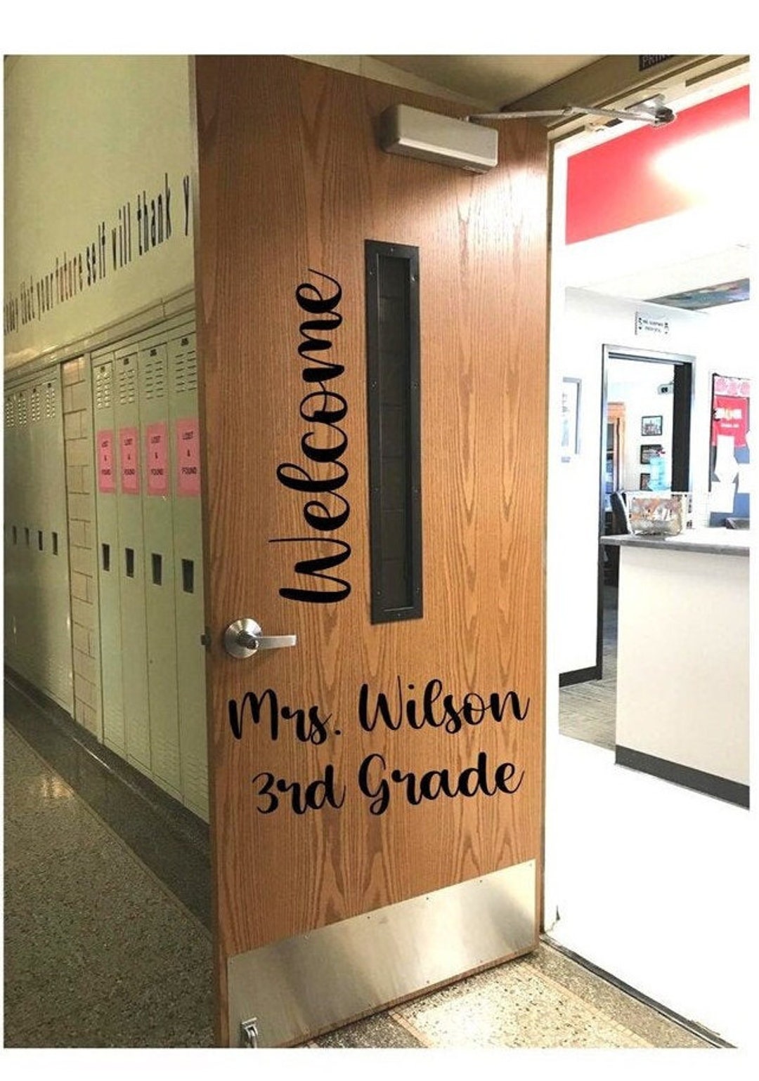 Welcome Teacher Name and Grade Decal Set - Classroom Door Wall Decal ...