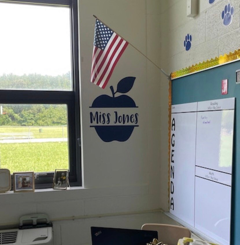 Custom Teacher Name Apple Door Wall Decal Classroom Decor | Etsy