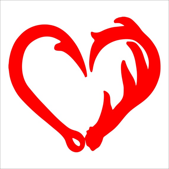 Fishing Hook Heart Decal