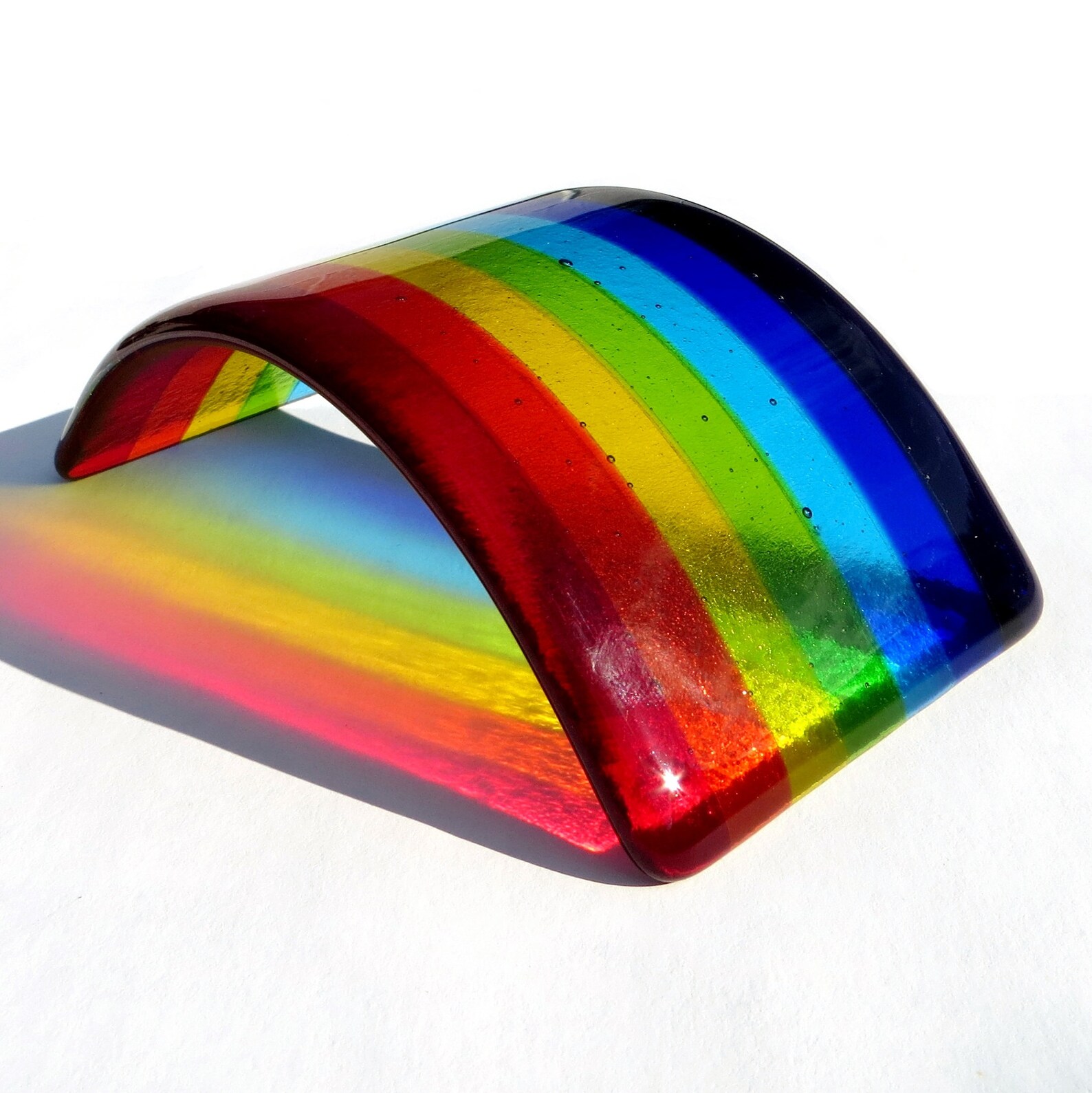 Rainbow Fused Glass Bridge or Curve Small | Etsy UK
