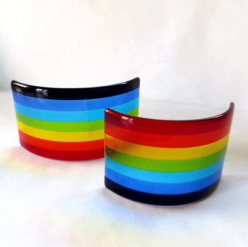 Rainbow fused glass bridge or curve medium | Etsy