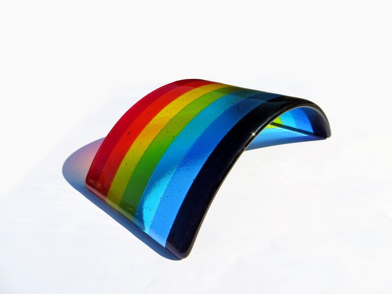 Rainbow fused glass bridge or curve medium | Etsy