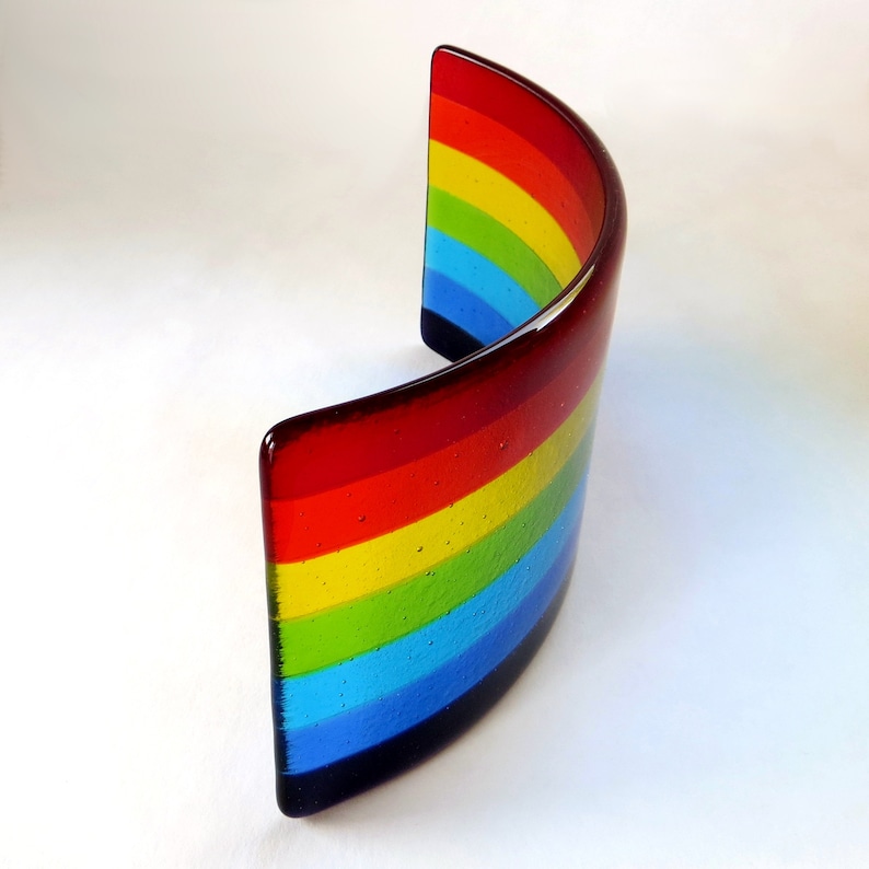 Rainbow fused glass bridge or curve medium | Etsy