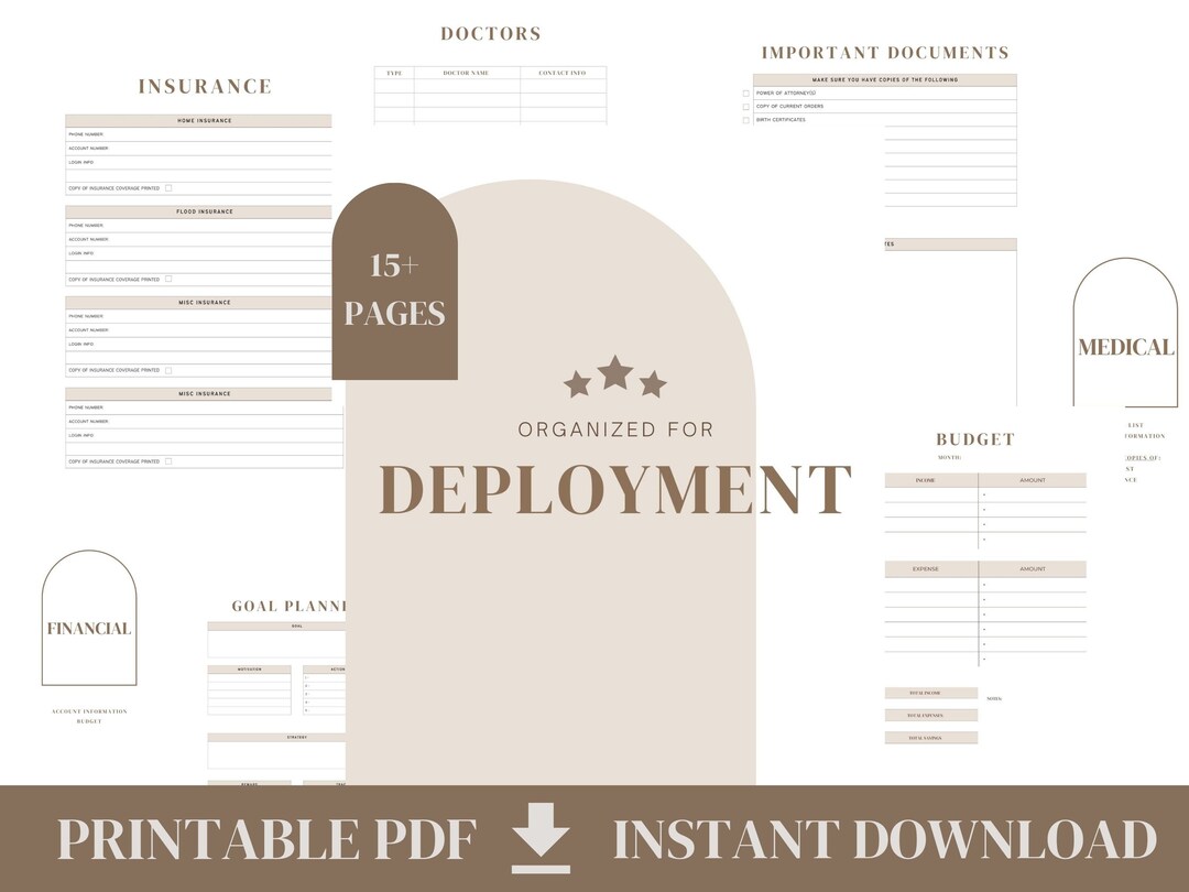 Deployment Binder for Military Spouses, Household Planner, Instant ...