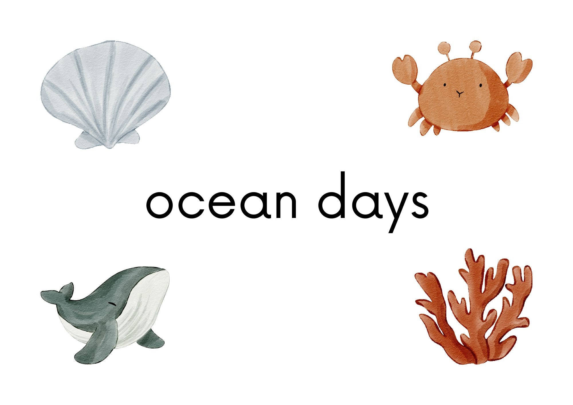 24 Ocean Themed Flash Cards - Montessori Flash Cards - INSTANT DOWNLOAD ...