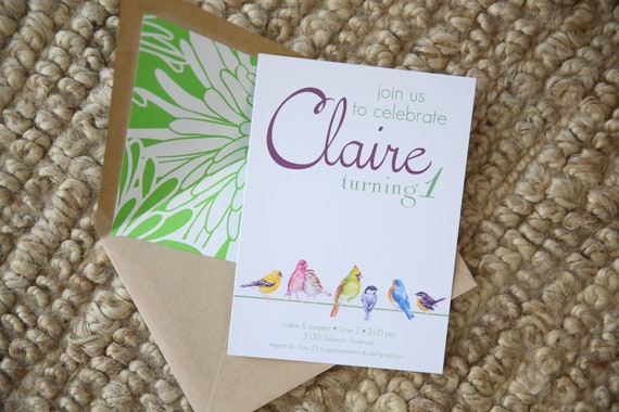 Bird Theme Party Invitation Birds on a Wire Birthday Invite | Etsy