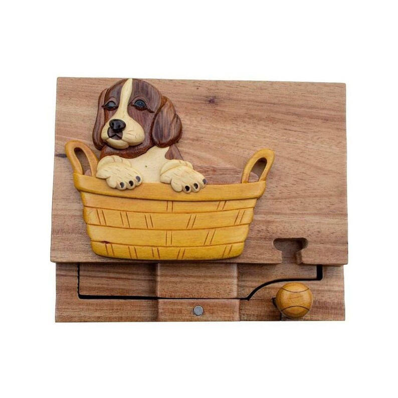 Play Dog Carver Dans Hand-carved Wooden Puzzle Box With Hidden Black ...