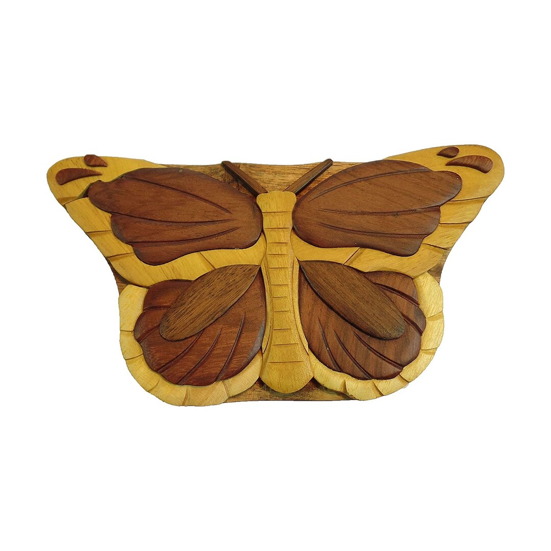 Butterfly - Carver Dan’s Hand-carved Wooden Puzzle Box With Hidden ...