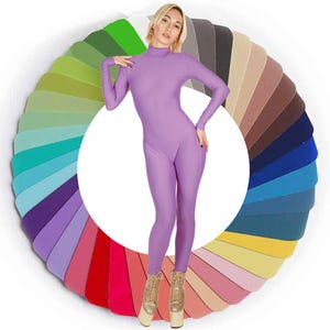 Matte Turquoise Blue Catsuit Turtle Neck Unitard Nylon Spandex Bodysuit ...