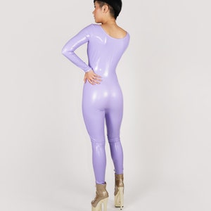 Lilac Purple Lavender Stretch Vinyl Catsuit PVC PU Faux Leather Faux ...