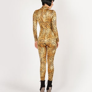 Glitter Gold Leopard Catsuit Sparkly Spandex Jumpsuit Unitard Bodysuit ...
