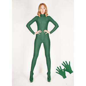 Footed Catsuit Shiny Forest Dark Green Customizable Full Bodysuit ...