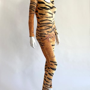 Tiger Print Velvet Catsuit Jumpsuit Animal Print Safari Unitard ...