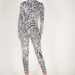 Zebra Stretch Velvet Catsuit Jumpsuit Black and White Velour Unitard ...