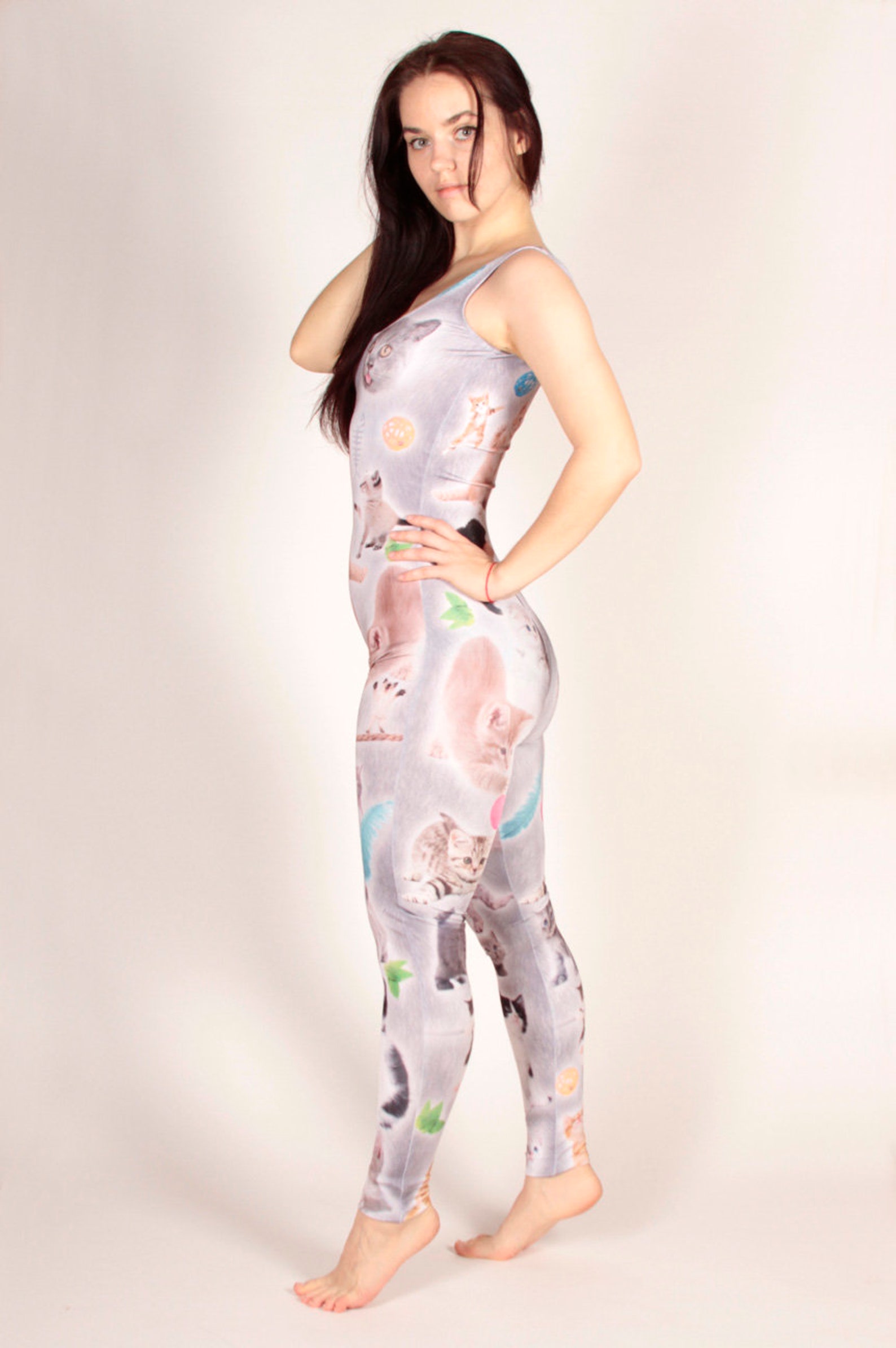 Cats Print Catsuit Spandex / Cat Lovers Bodysuit / Playful - Etsy