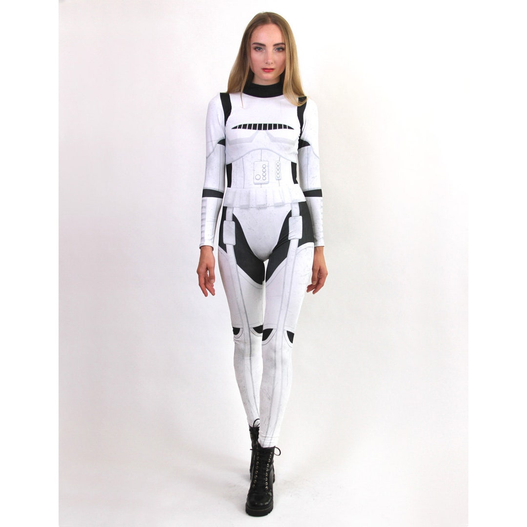 Stormtrooper Catsuit Captain Phasma Costume Black & White Robot ...