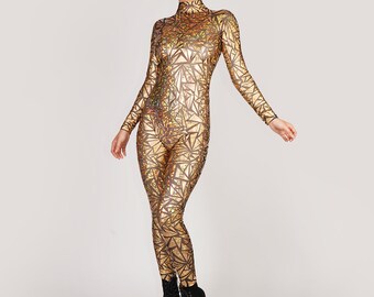 Glitter See-thru Mesh Catsuit Sparkly Black/navy Geometric Gems Spandex ...