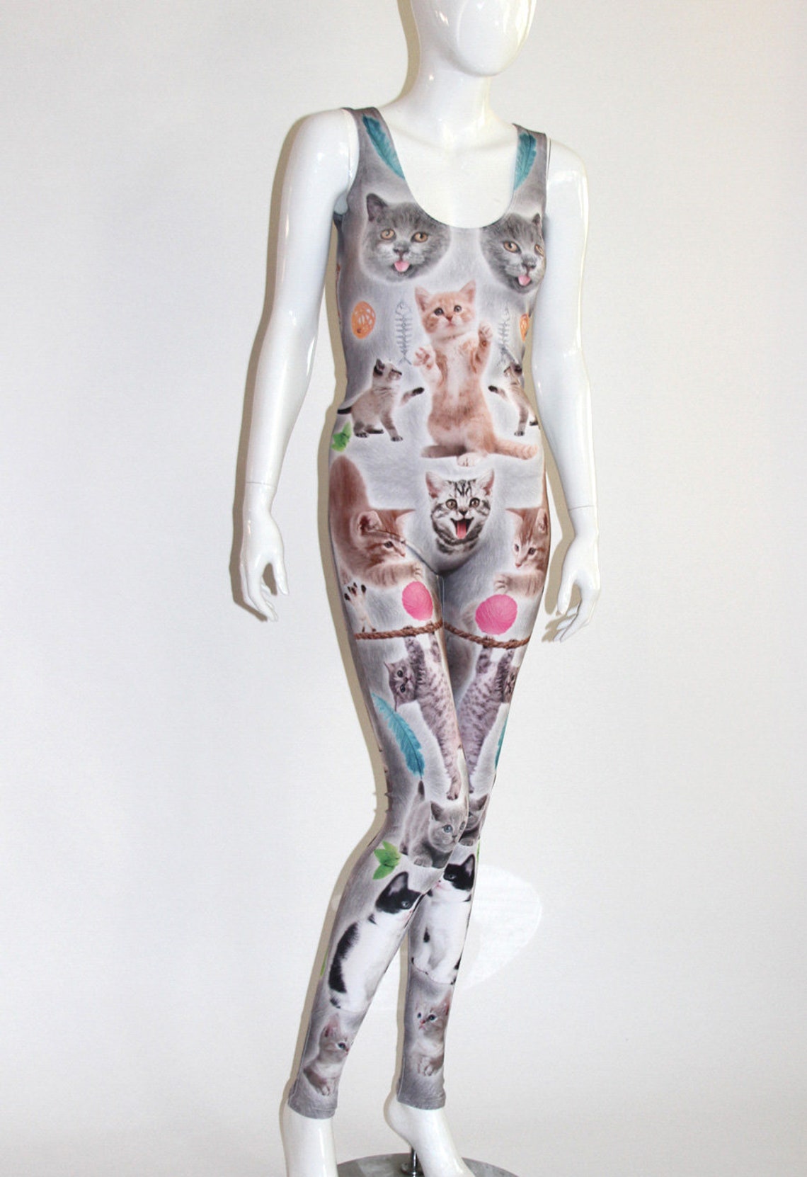 Cats Print Catsuit Spandex / Cat Lovers Bodysuit / Playful | Etsy