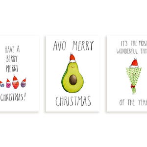 Fruit and Vegetable Pun Christmas Cards With Festive and Cute Avocado ...
