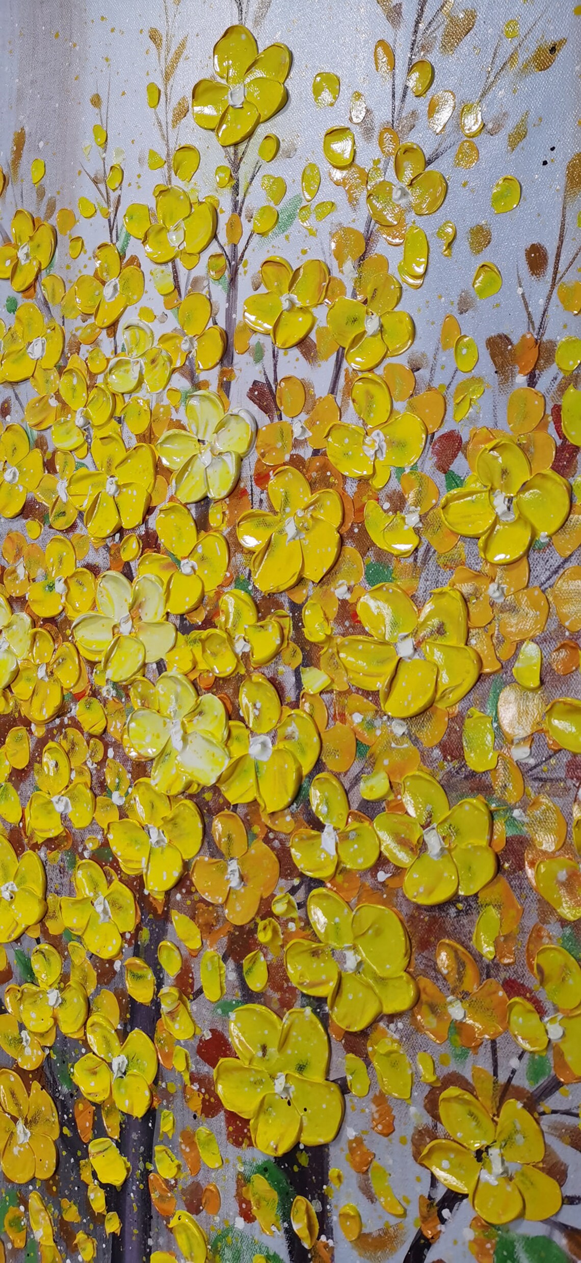 Large Art Yellow Flower Oil Painting on Canvas Living Room - Etsy