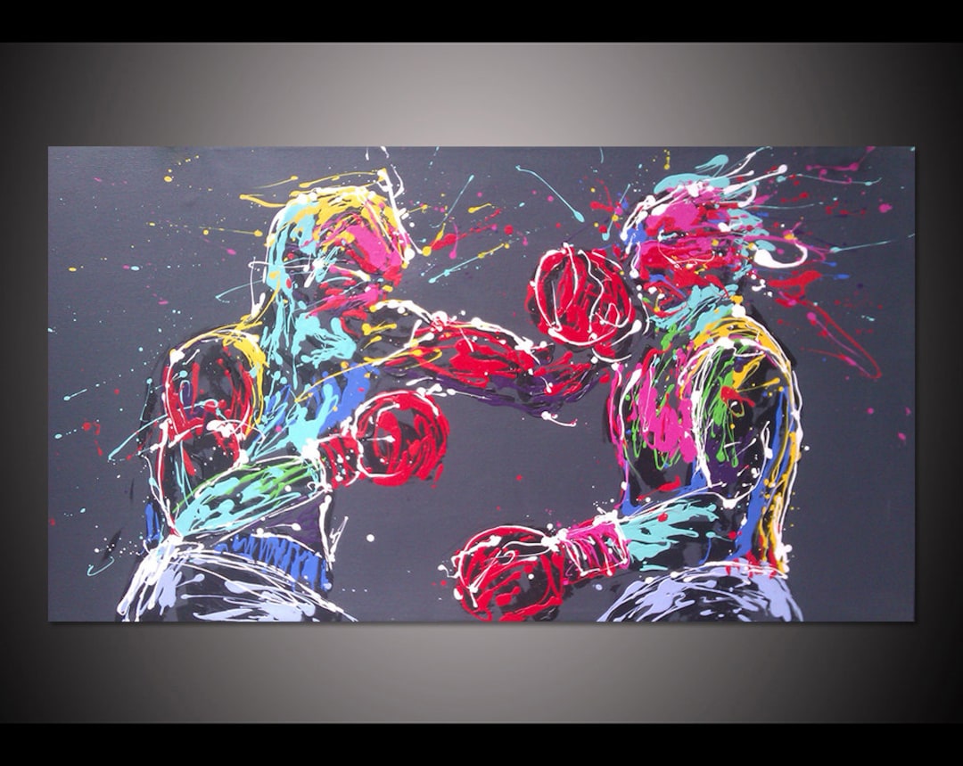 Large Original Art Boxing Fighting Texture Art Painting Abstract Sports ...