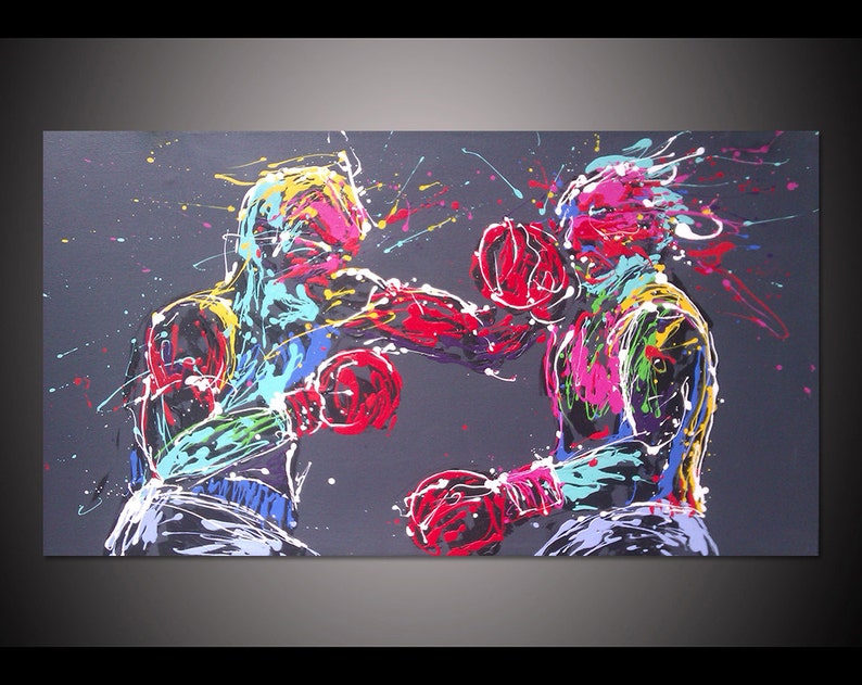 Large Original Art Boxing Fighting Texture Art Painting - Etsy