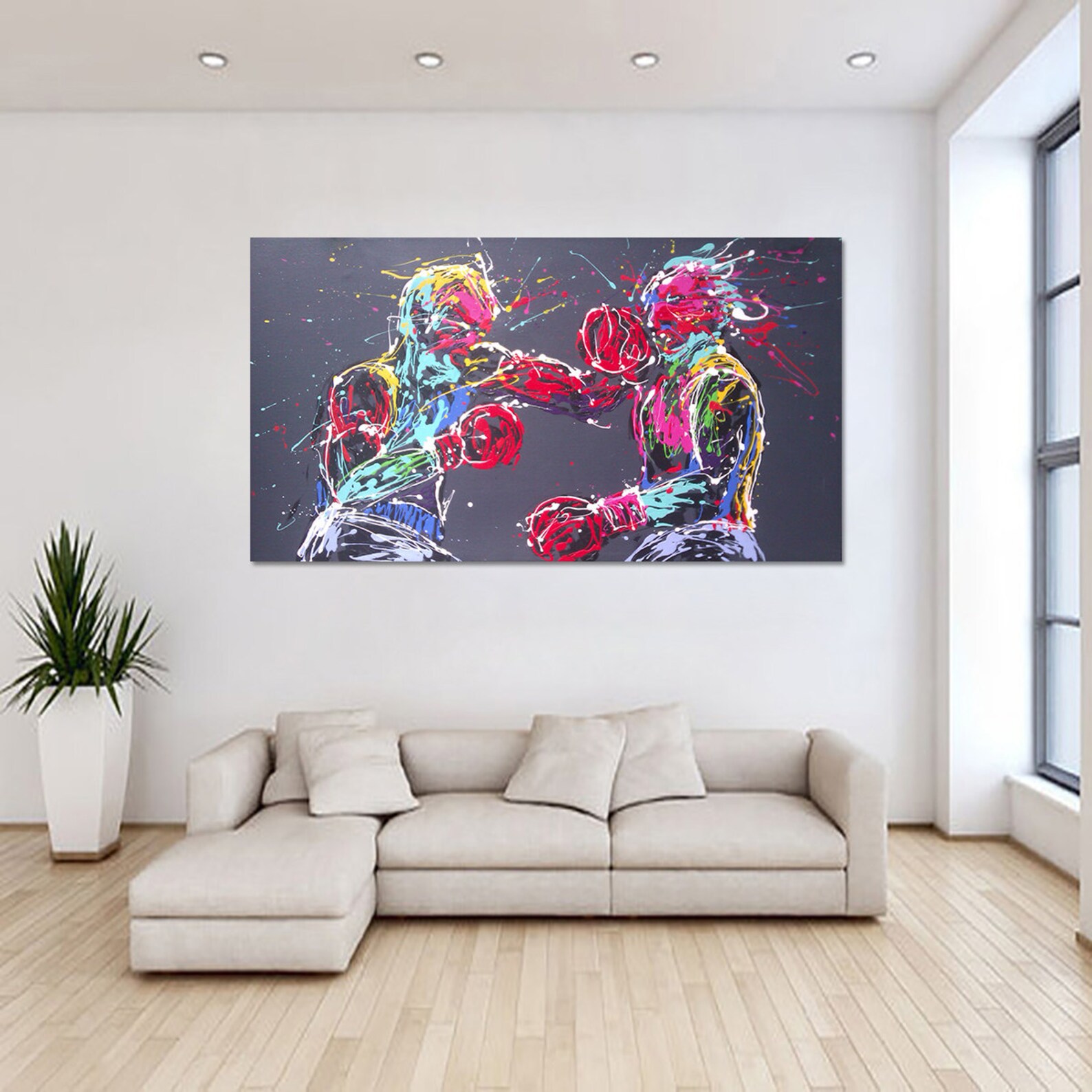 Large Original Art Boxing Fighting Texture Art Painting - Etsy